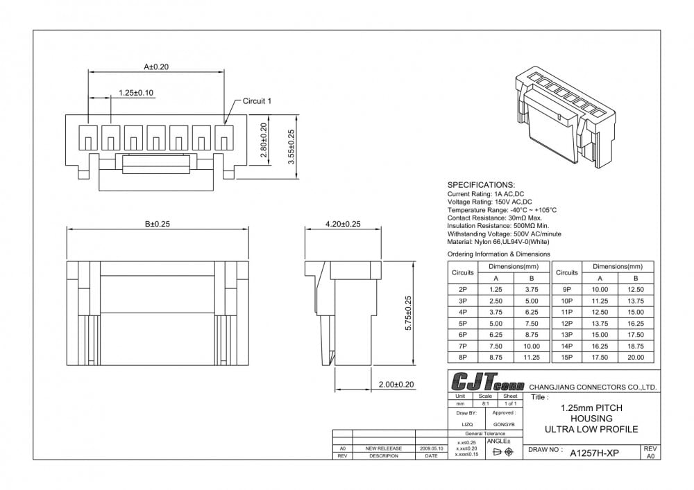 CJT A1257H-3P technical drawing page 1