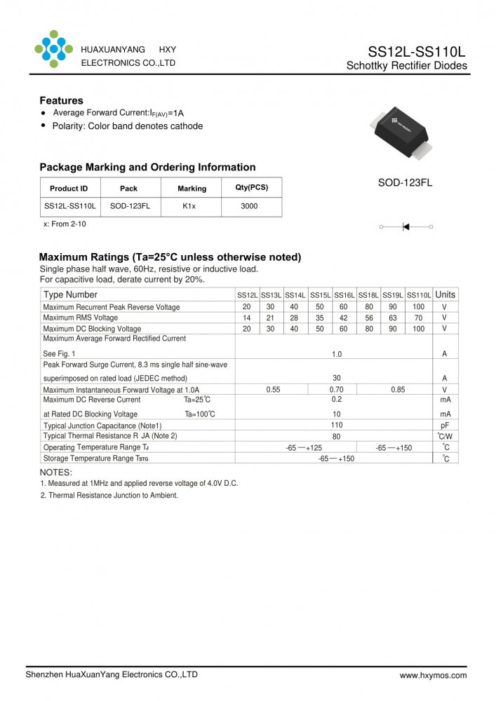 SS14L datasheet page 1