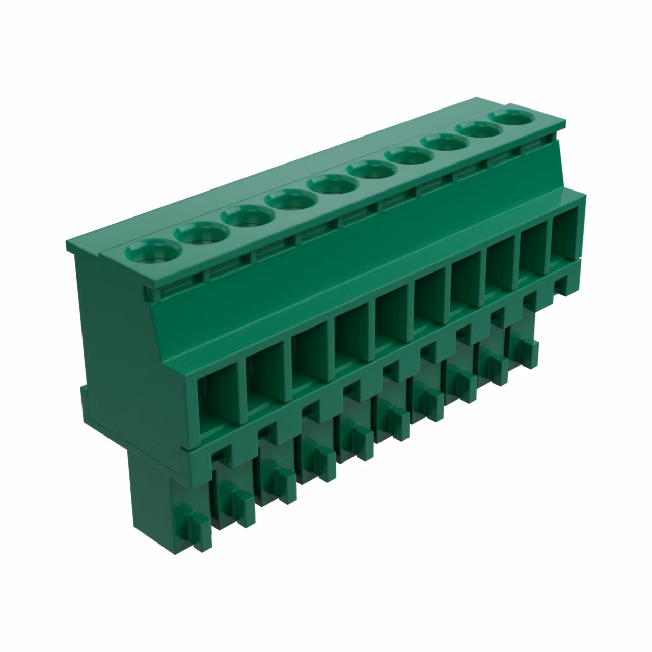 3.50mm Pitch Eurostyle Vertical Plug, with Reverse Imprinting, Front Wire Entry, Green Housing, 10 Circuits for sale