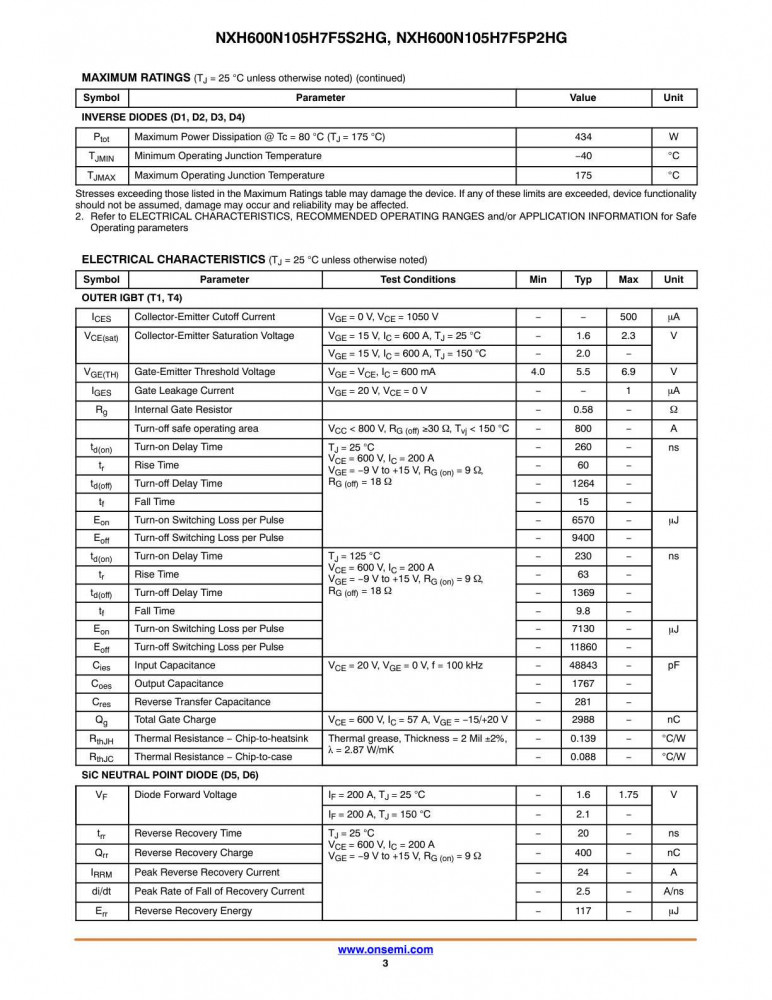 NXH600N105H7F5S2HG datasheet page 3