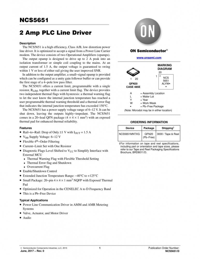 NCS5651 technical document page 1