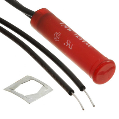Neon Panel Mount Indicator Red .375″ Conical 125V Wire Leads
