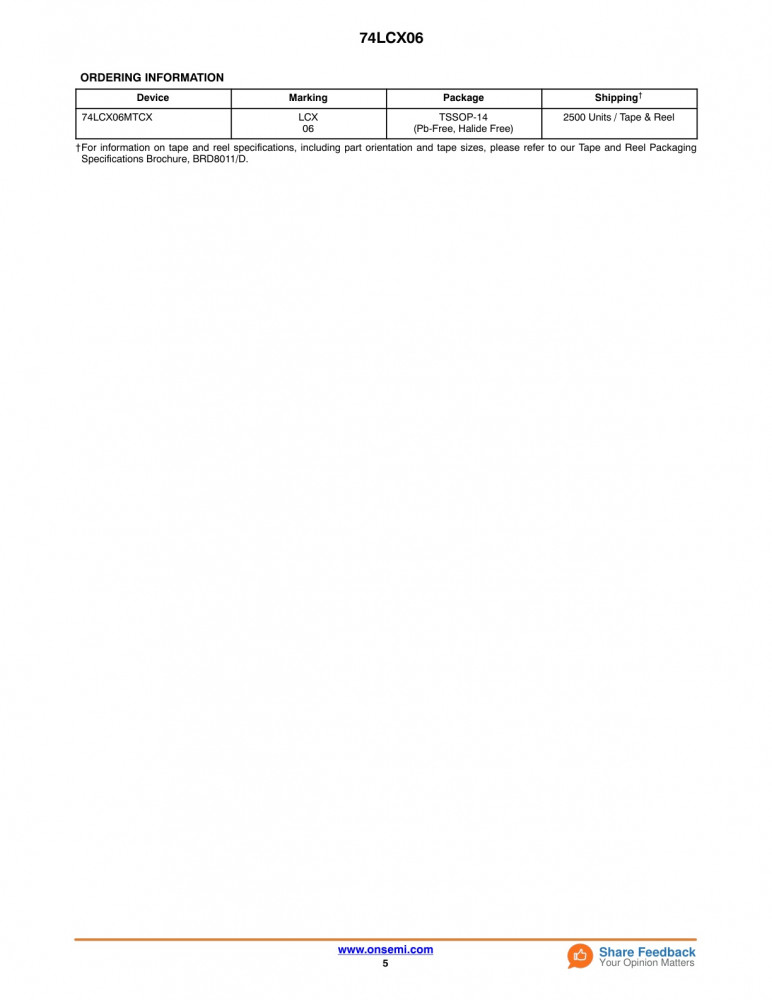 74LCX06 datasheet page 5