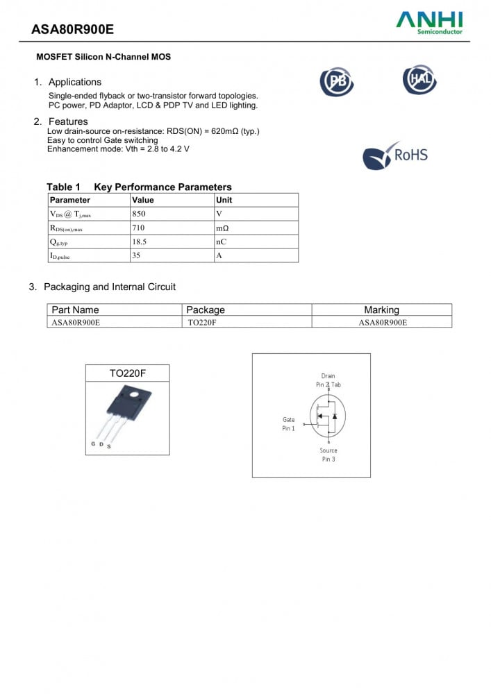 ASA80R900E datasheet page 1