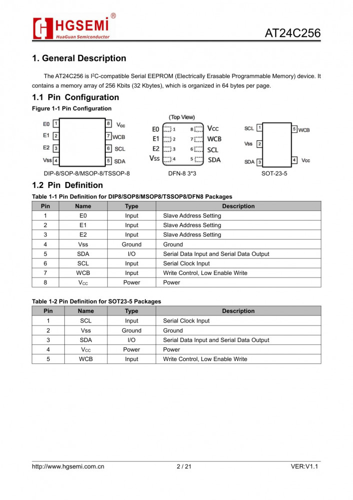 AT24C256MT/TR-HG datasheet page 2