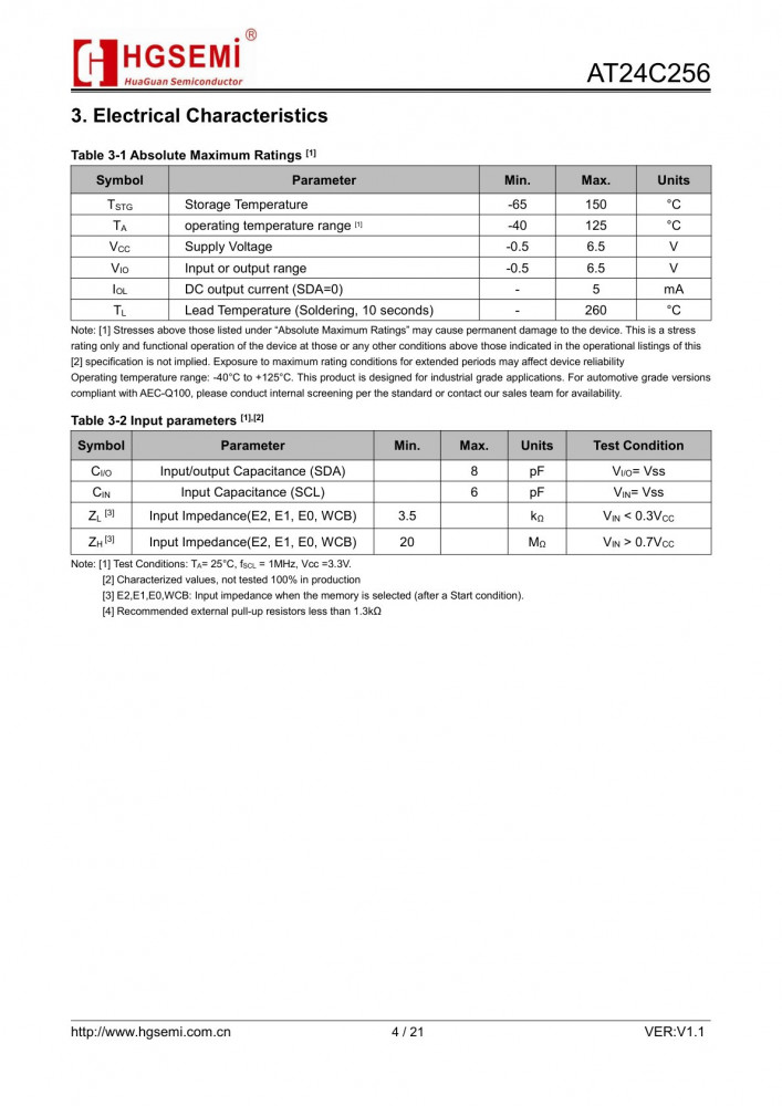 AT24C256MT/TR-HG datasheet page 4