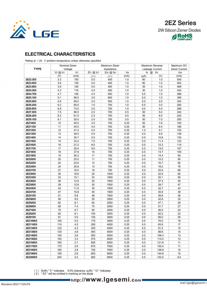 LGE 2EZ30D5 datasheet page 2