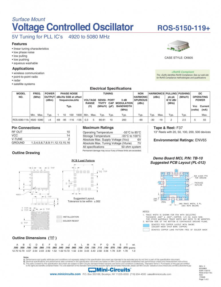 Mini-Circuits ROS-5150-119+ datasheet page 1