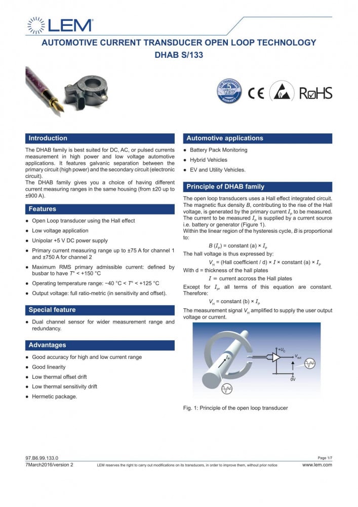 DHAB S/133 datasheet page 1