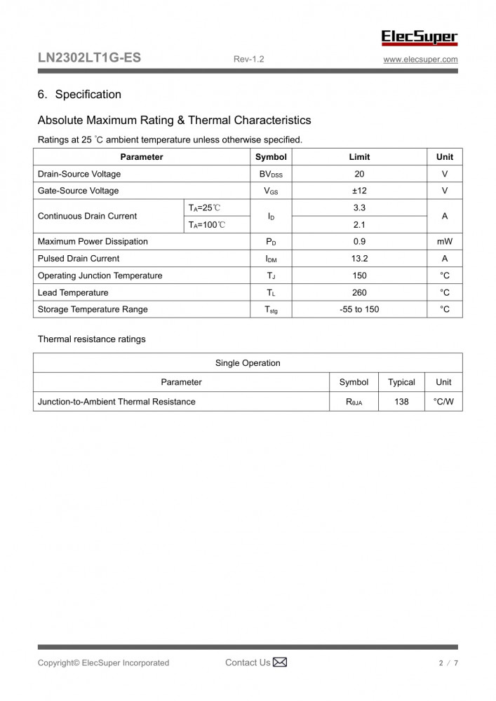 LN2302LT1G-ES datasheet page 2