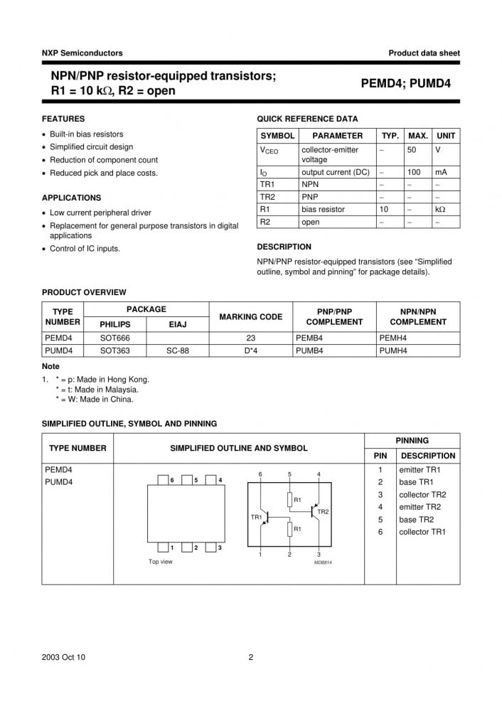 PEMD4 datasheet page 3