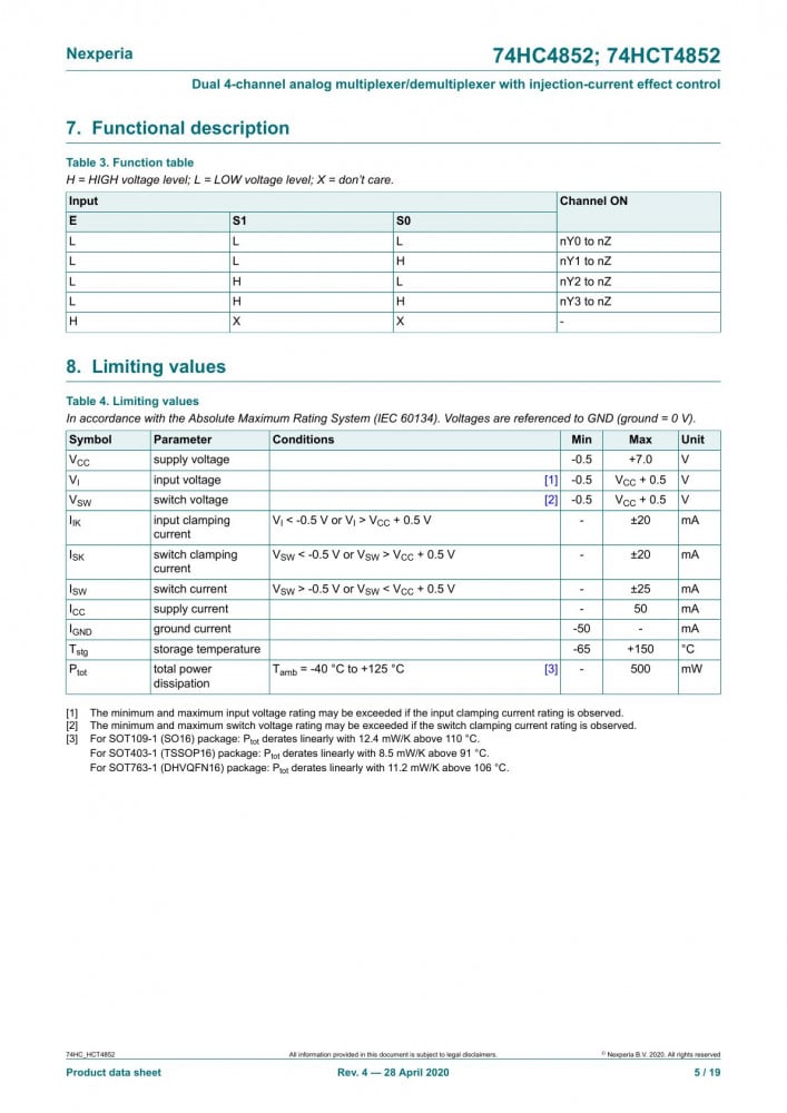 74HC4852 datasheet page 5