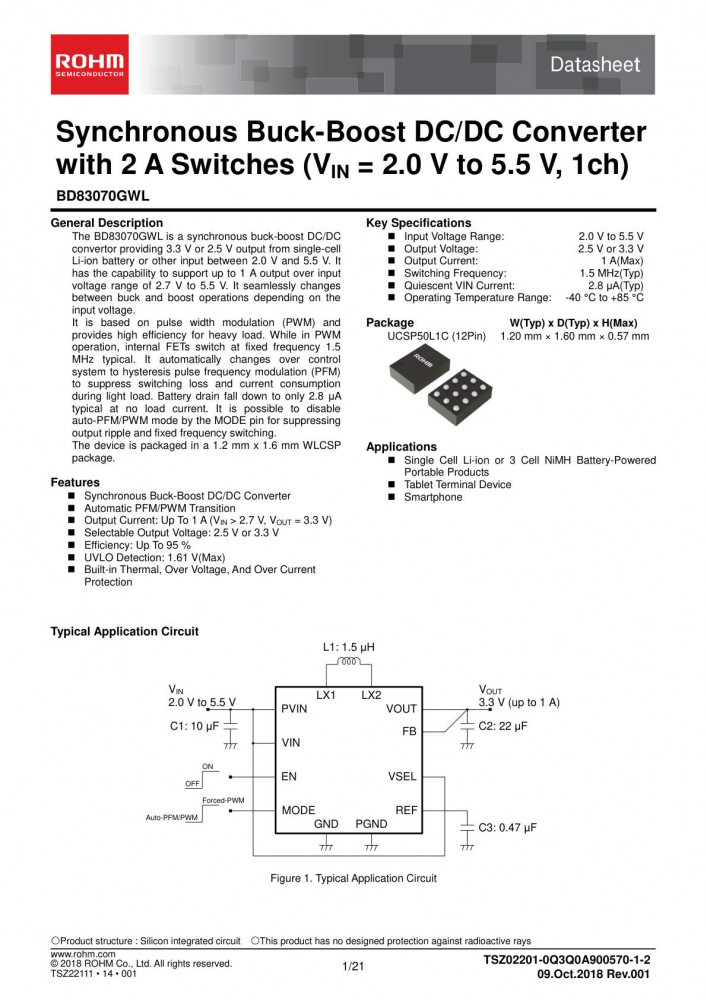 BD83070GWL-E2 datasheet page 1