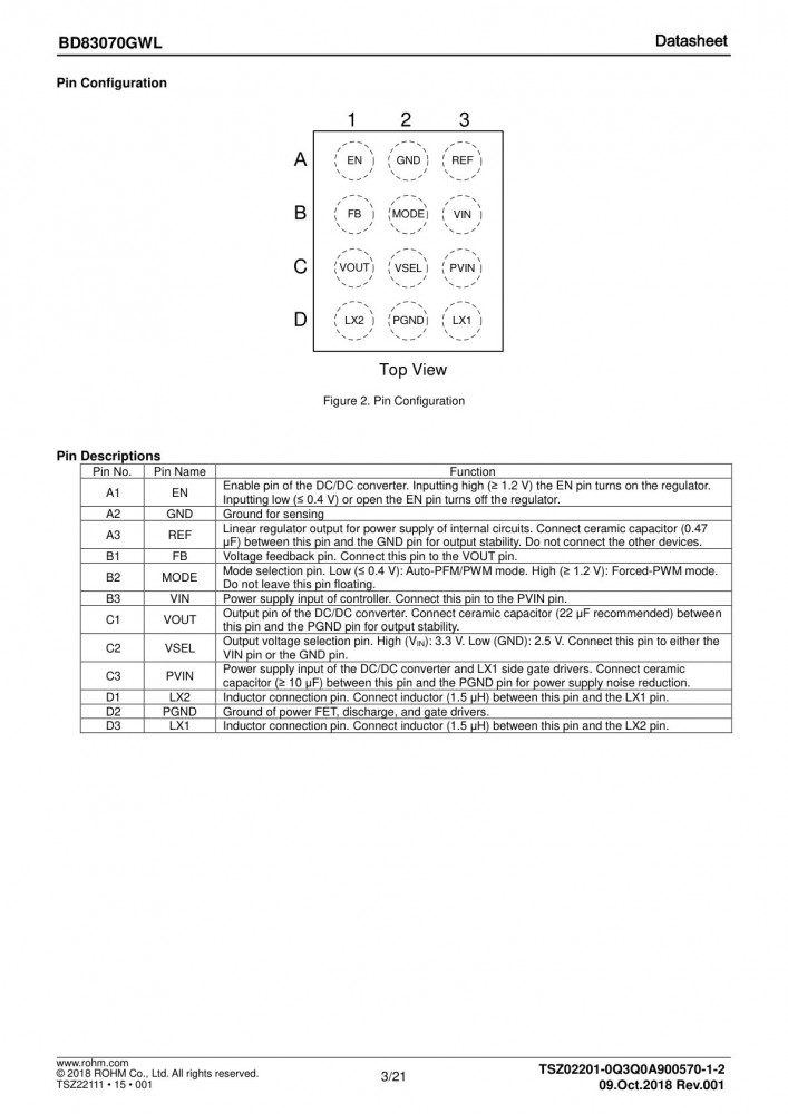BD83070GWL-E2 datasheet page 3