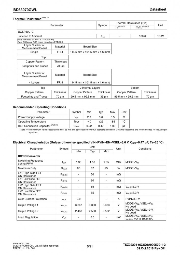 BD83070GWL-E2 datasheet page 5
