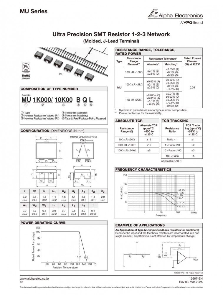 MU Series product documentation page 1