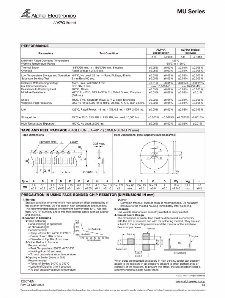 MU Series product documentation page 2
