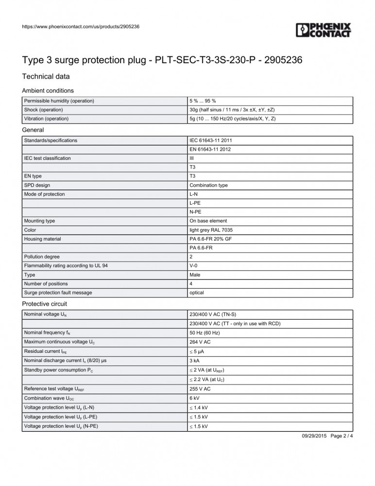 Phoenix Contact 2905236 technical document page 2
