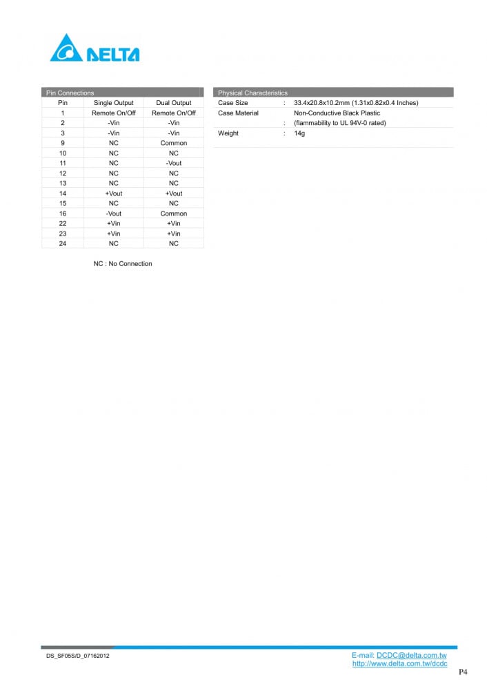 DELTA SF05S2412A datasheet page 4