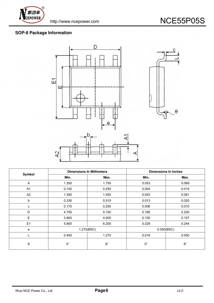 NCE55P05S datasheet page 6