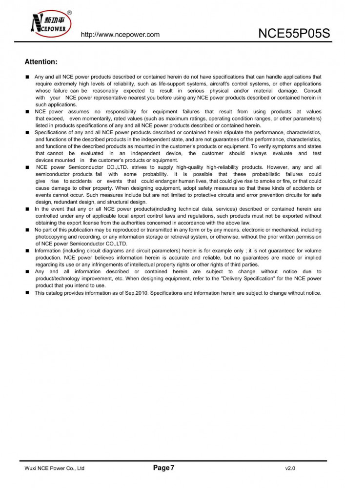 NCE55P05S datasheet page 7