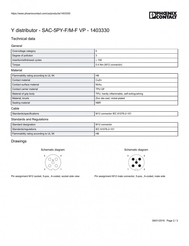 Phoenix Contact 1403330 technical drawing