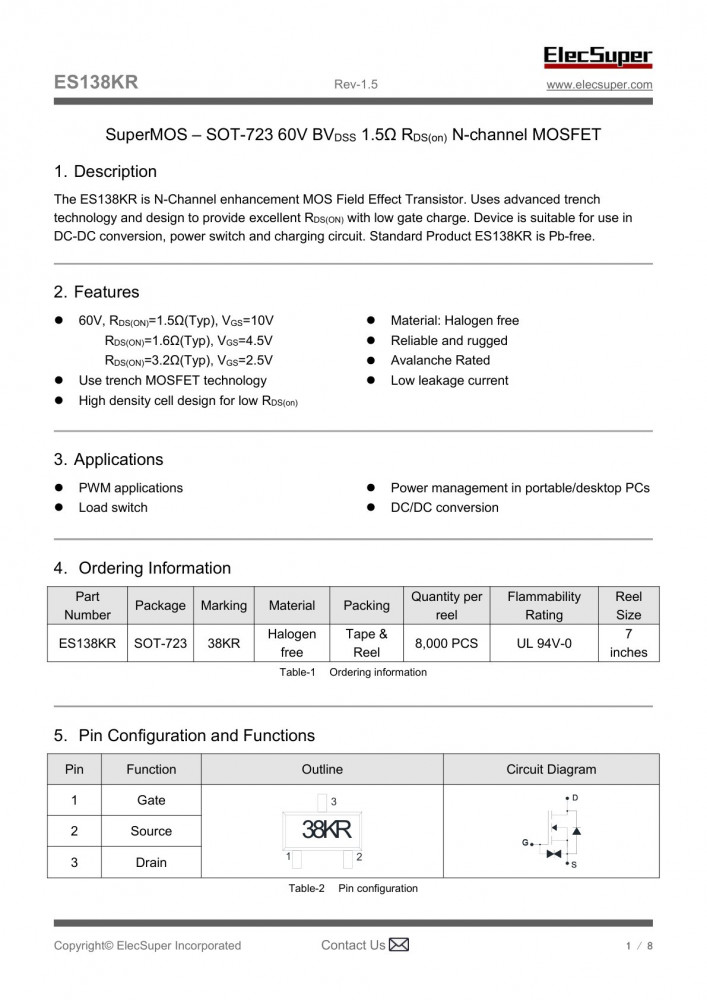 ES138KR datasheet page 1