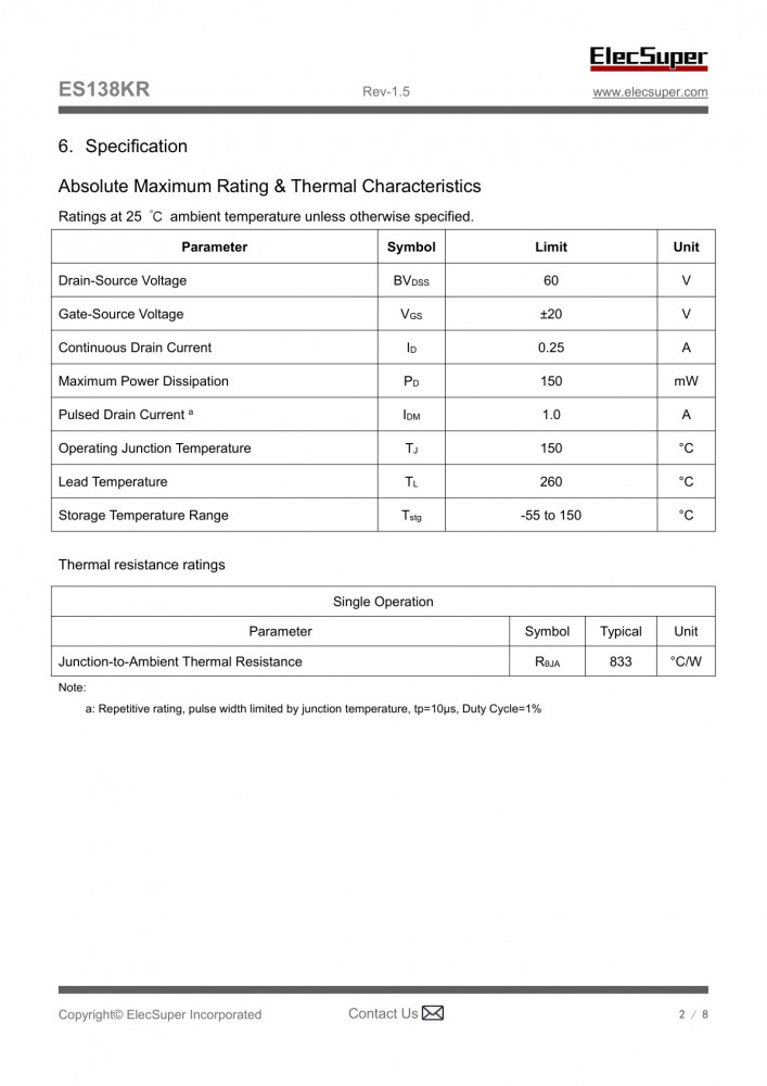 ES138KR datasheet page 2
