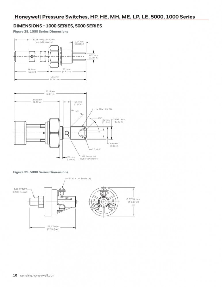 Honeywell pressure switch datasheet page 10