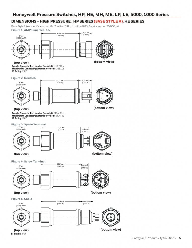 Honeywell pressure switch datasheet page 5