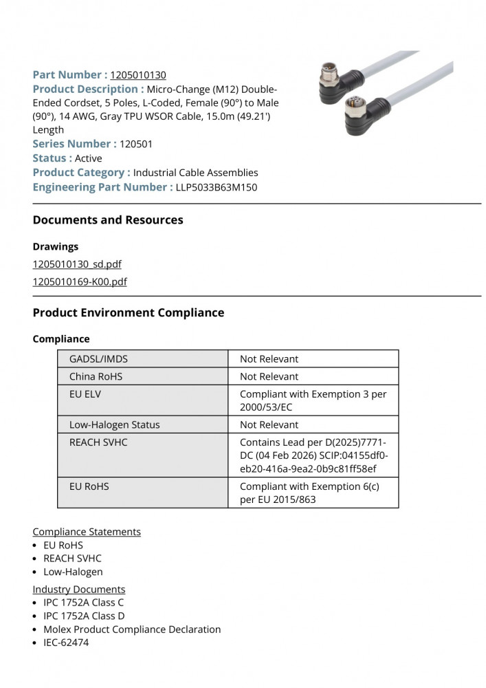 MOLEX packaging drawing page 1