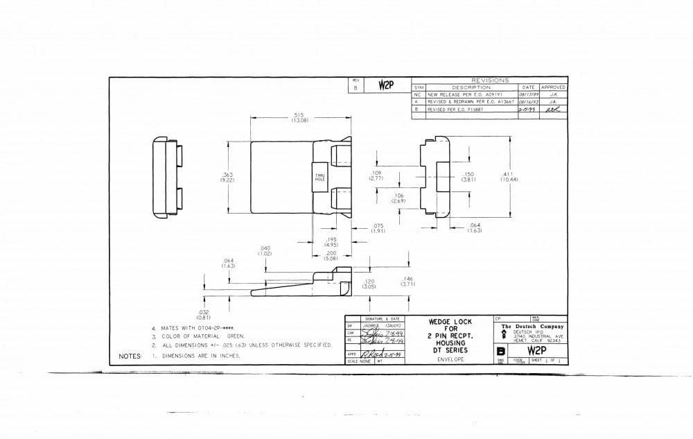 TE Connectivity W2P technical document page