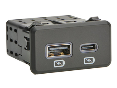 In-Vehicle Dual Port Smart Charger, USB Type A and C, with Backlight, 3.0A USB-C / 2.4A USB-A for sale