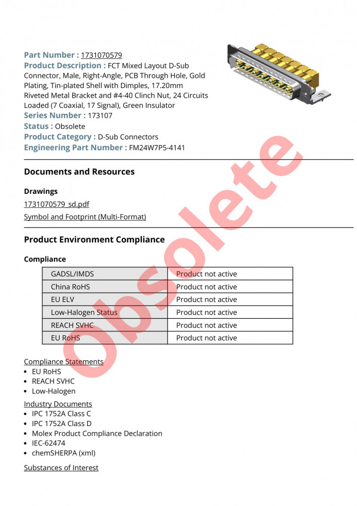 MOLEX 1731070579 technical drawing page 1