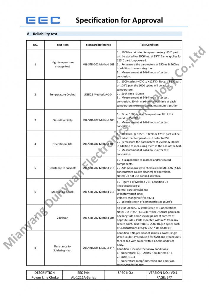 EEC AL-1211A specification page 6