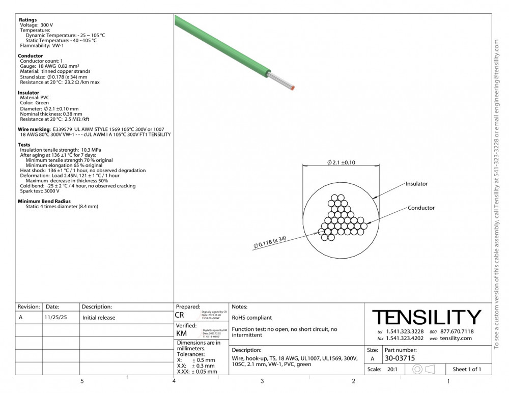 Tensility International 30-03715 product drawing preview