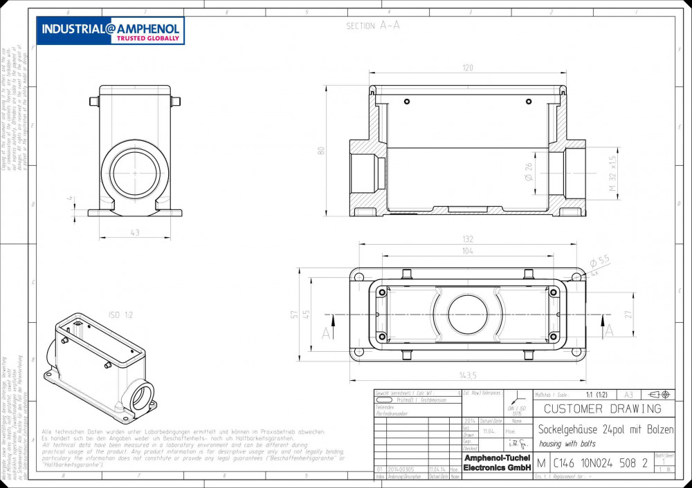 Amphenol C146 10N024 508 2 customer drawing preview