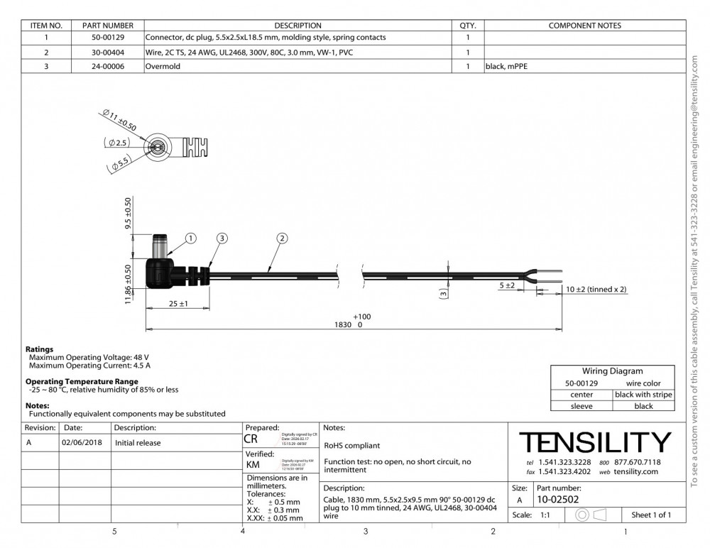 Tensility International 10-02502 product drawing