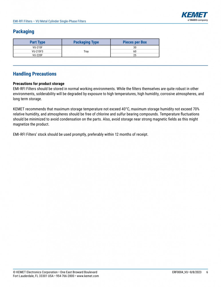 KEMET VU-220F datasheet page 6