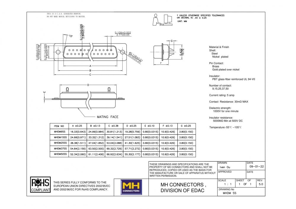 MHDM9SS technical drawing page