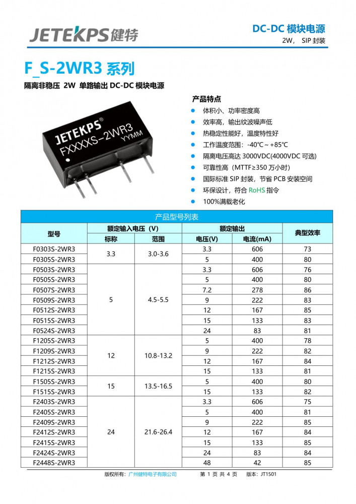 F0524S-2WR3 datasheet page 1