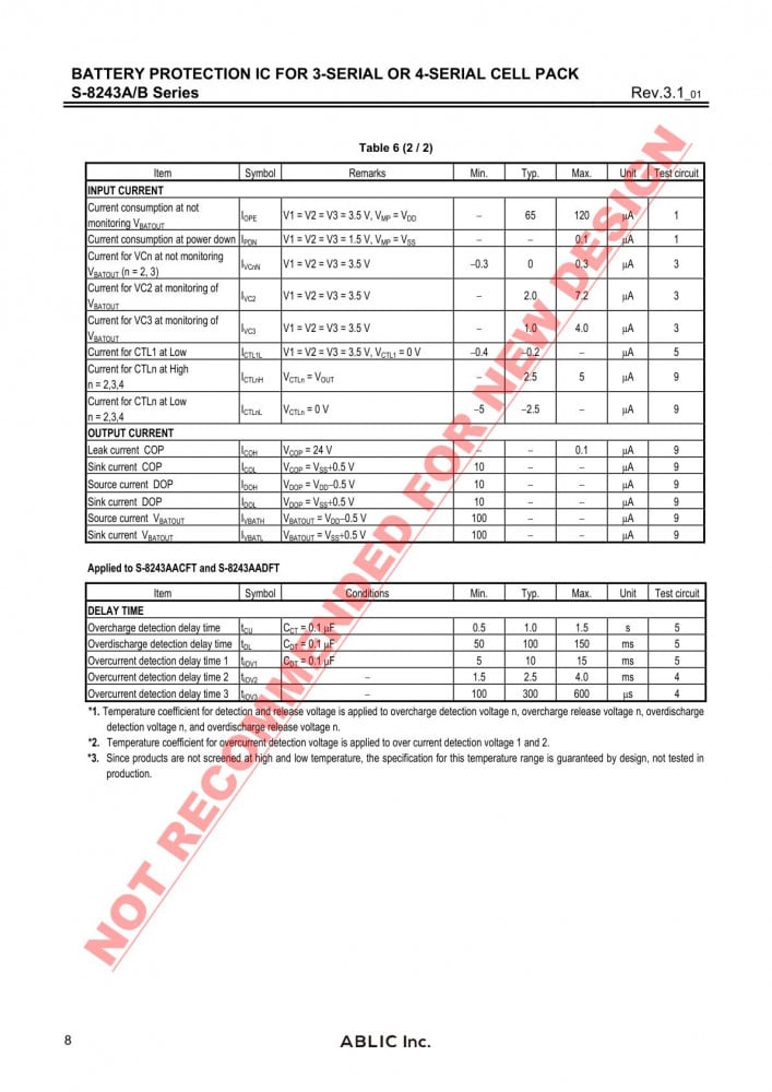 ABLIC S-8243BAEFT-TB-G datasheet page 8