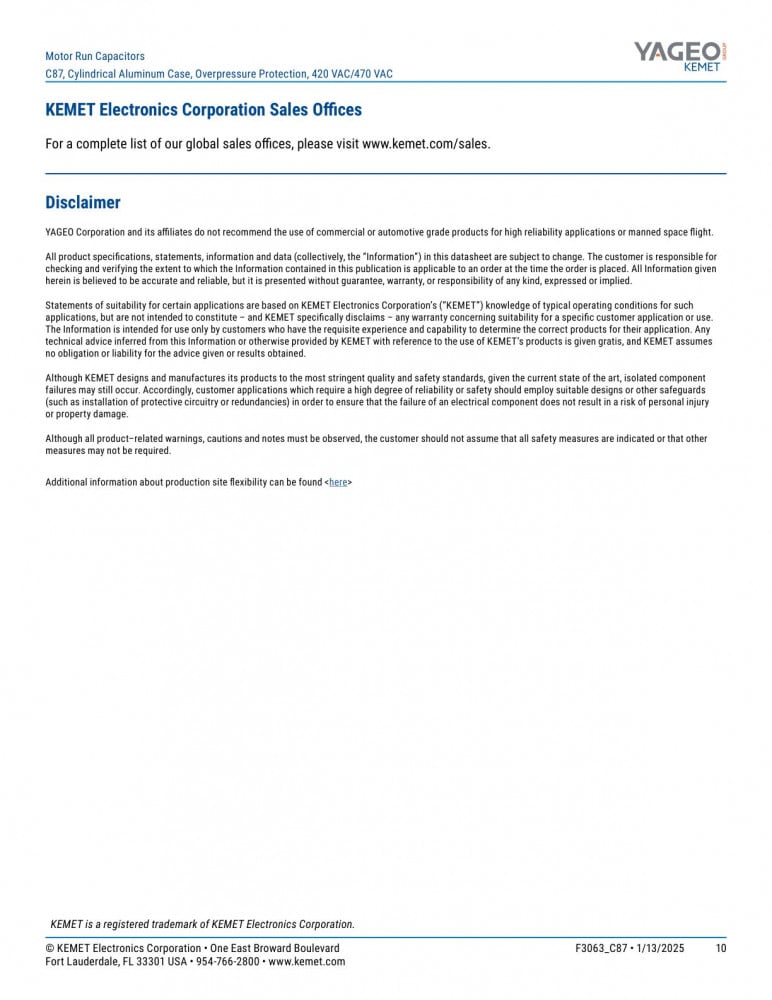 KEMET C87 datasheet page 10