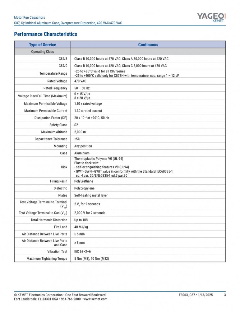 KEMET C87 datasheet page 3