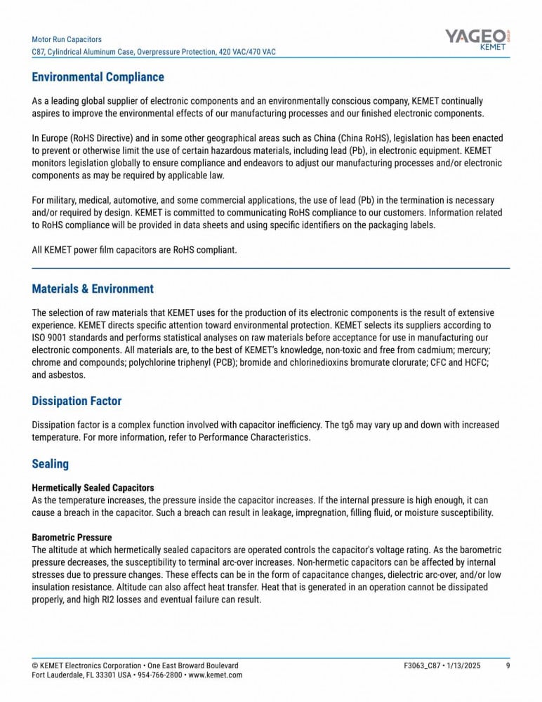 KEMET C87 datasheet page 9
