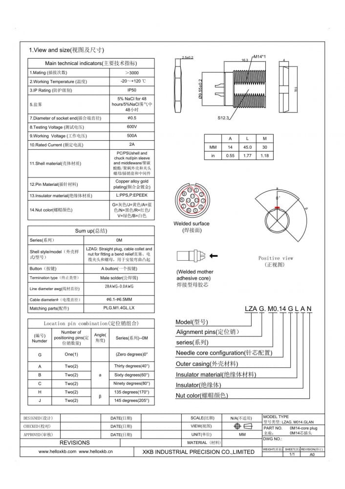 LZAG. M014.GLAN technical drawing page 1