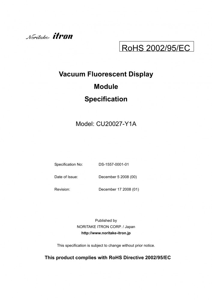 CU20027-Y1A specification page 1