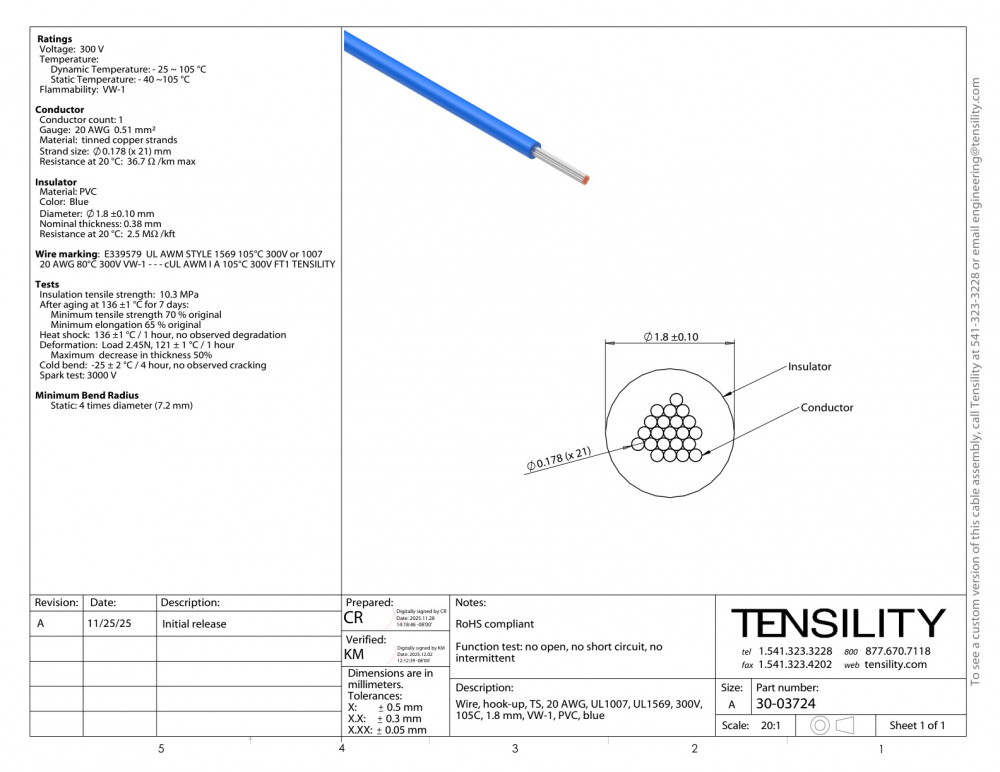 Tensility International 30-03724 product specification drawing
