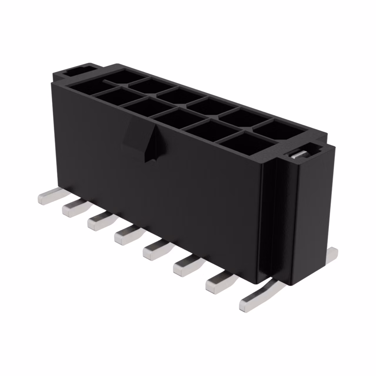 Mini-Fit Max Vertical Header, Dual Row, Surface Mount, 12 Circuits, Matte Tin (Sn) Plating, Black, Glow-Wire Capable, with Pick-and-Place Tape, Tape and Reel for sale