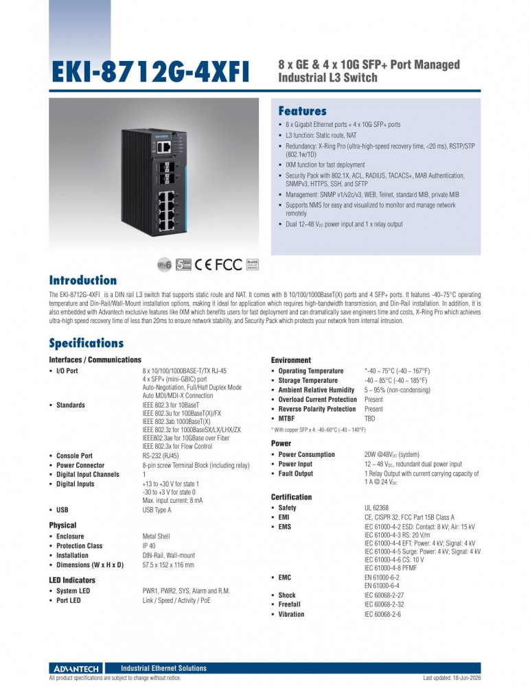 EKI-8712G-4XFI technical document page 1